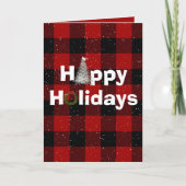 Happy Holidays red and black buffalo plaid Card | Zazzle