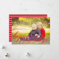 Happy Holidays Red Handwritten Script Photo Holiday Card | Zazzle