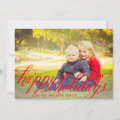 Happy Holidays Red Handwritten Script Photo Holiday Card | Zazzle