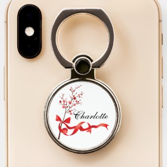 Happy Holidays Red Ribbon | Christmas Phone Ring Stand | Zazzle
