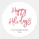 Happy Holidays Red Script Modern Classic Round Sticker | Zazzle