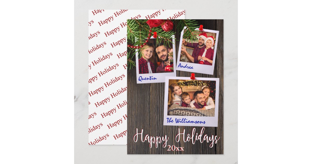 Happy Holidays Rustic Bulletin Board Photo Invitation | Zazzle