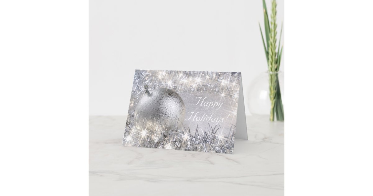 Happy Holidays Silver Greeting Card | Zazzle