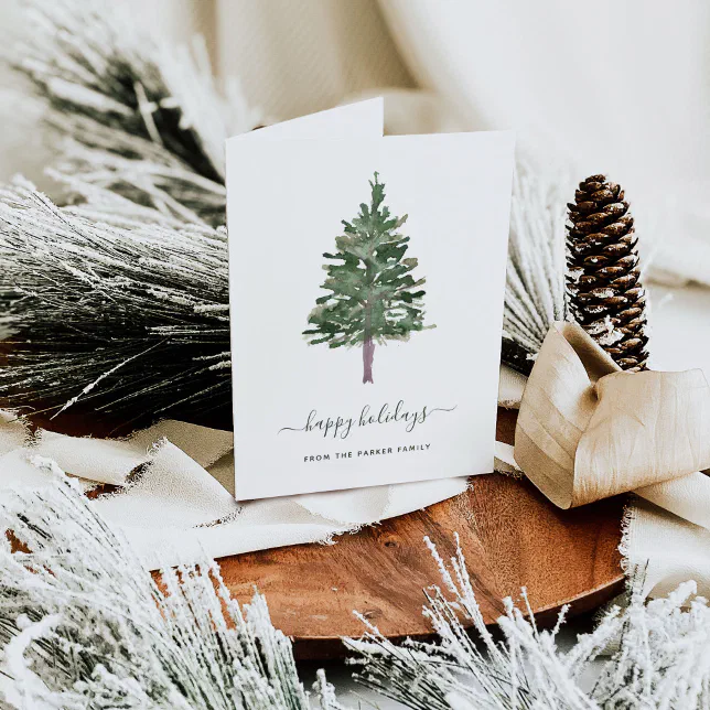 Happy Holidays | Simple Pine Holiday Card | Zazzle