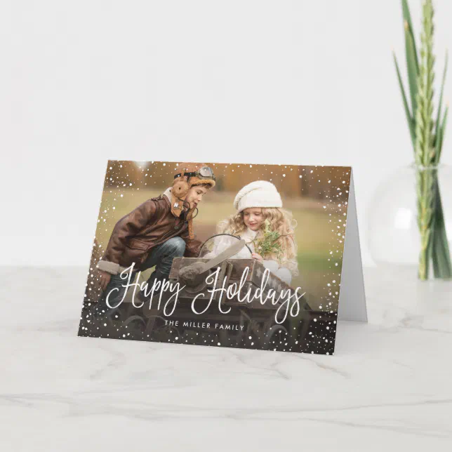 Happy Holidays Snow Holiday Card | Zazzle