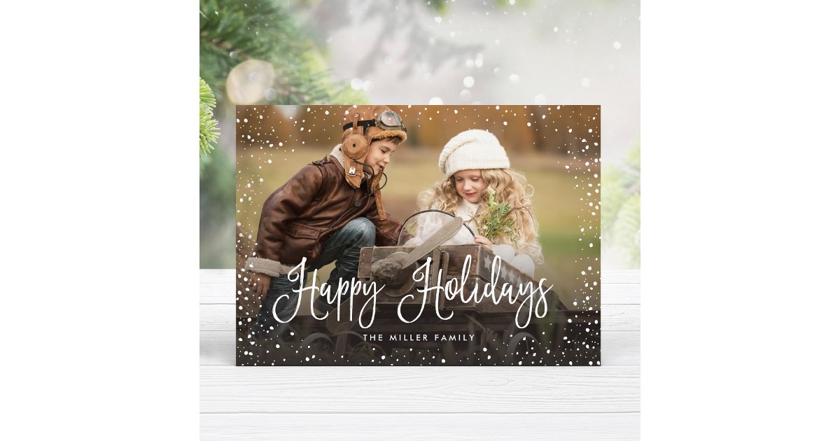 Happy Holidays Snow Photo Holiday Card | Zazzle
