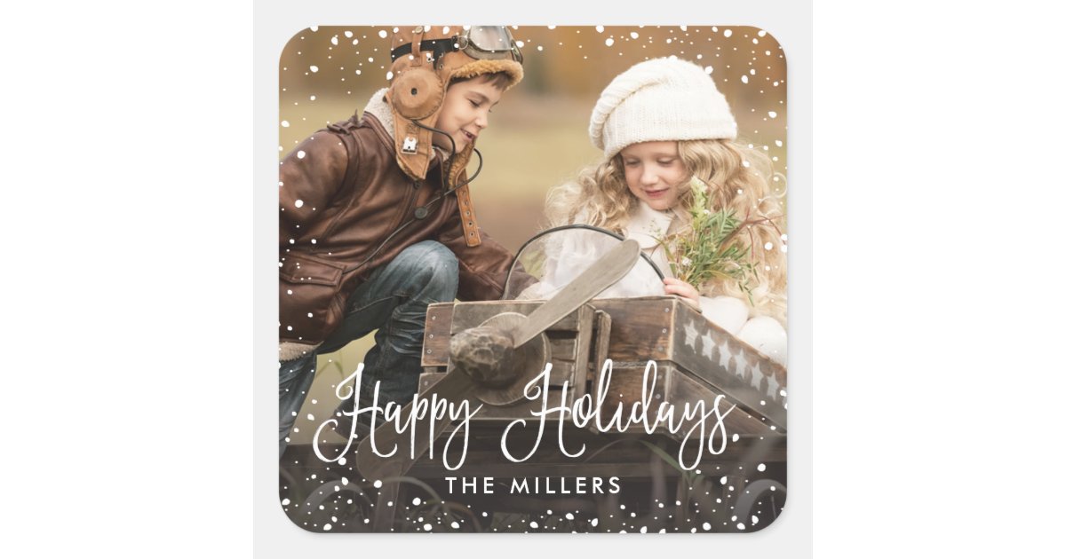 Happy Holidays Snow Photo Sticker | Zazzle