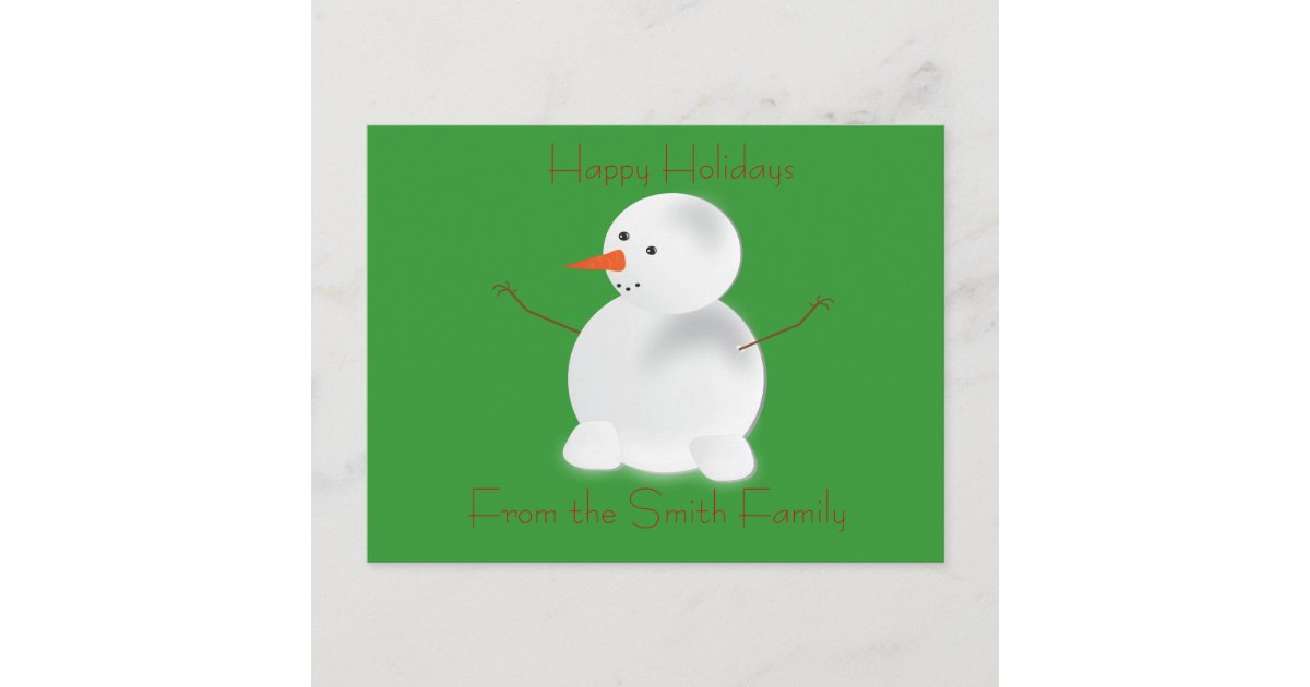 Happy Holidays Snowman Post Card | Zazzle