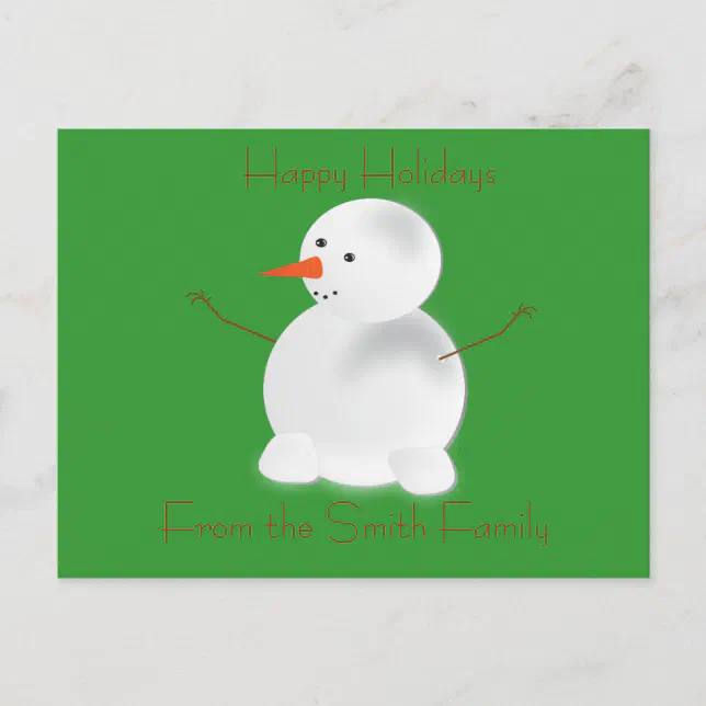 Happy Holidays Snowman Post Card | Zazzle