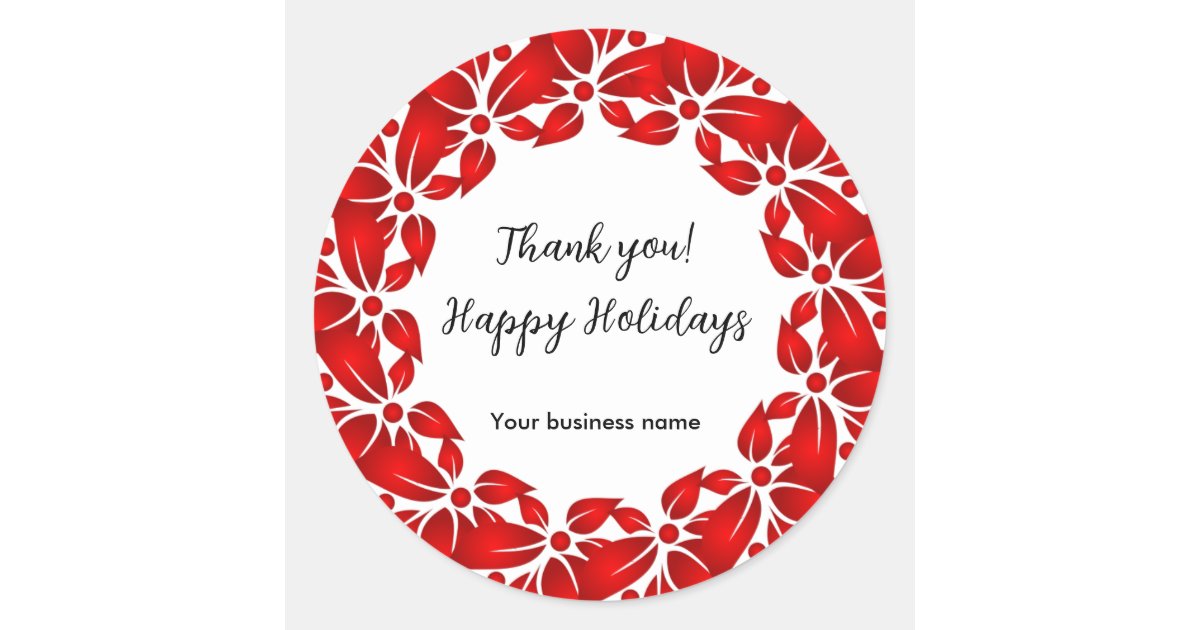 Happy Holidays Thank you Personalized Classic Round Sticker | Zazzle
