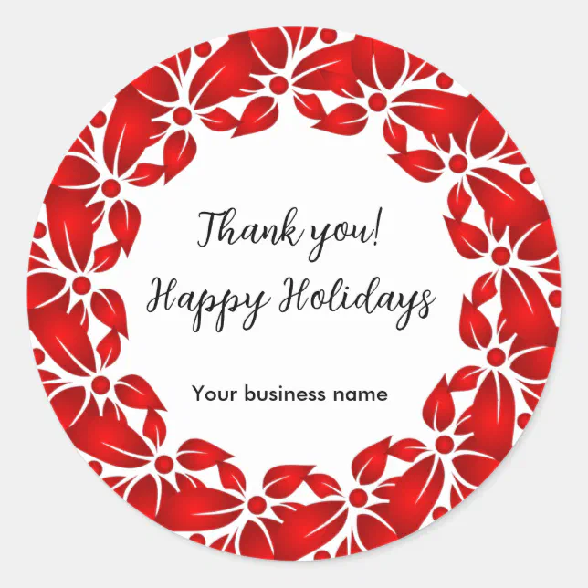 Happy Holidays Thank you Personalized Classic Round Sticker | Zazzle