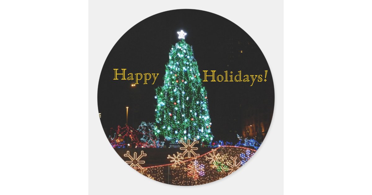 Happy Holidays Tree Sticker | Zazzle