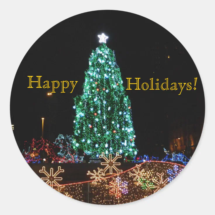 Happy Holidays Tree Sticker | Zazzle