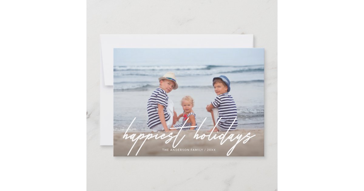 Happy Holidays Trendy Handwritten Script Photo Holiday Card | Zazzle