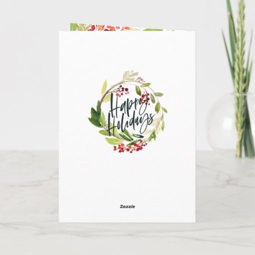 Happy Holidays watercolor floral Holiday Card | Zazzle