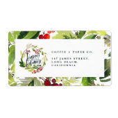 Happy holidays watercolor foliage Christmas Label | Zazzle