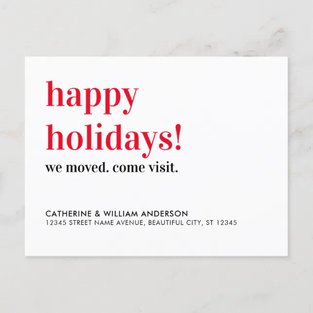 Happy Holidays We've Moved Come Visit Moving Announcement Postcard | Zazzle