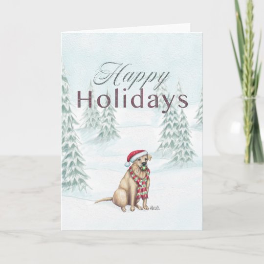 Happy Holidays Yellow Lab Card | Zazzle.com