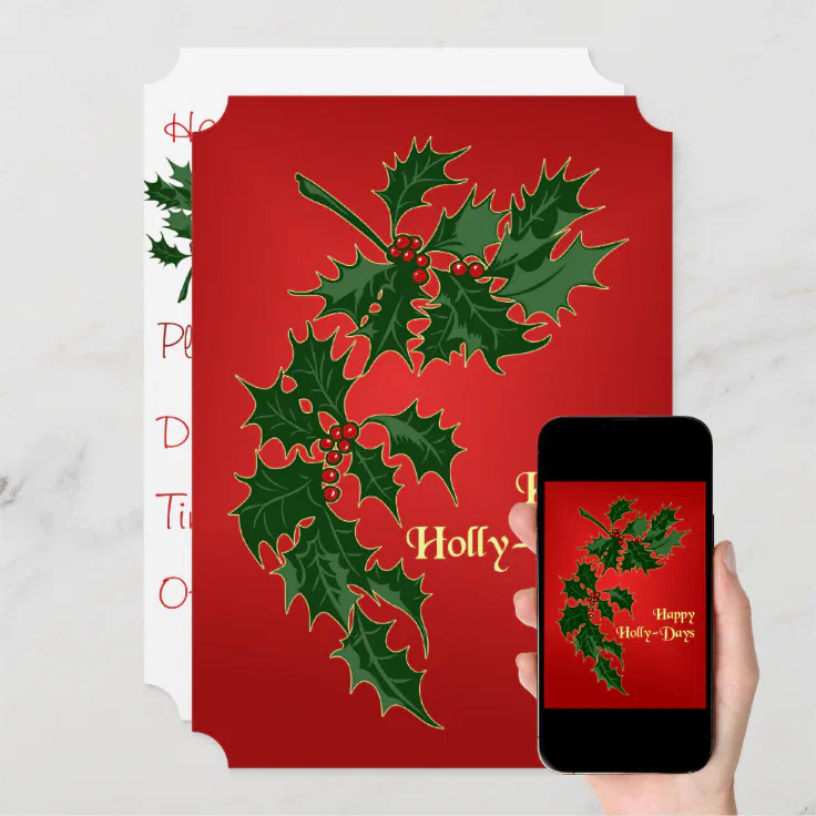 Happy Holly Days Party Invitation | Zazzle