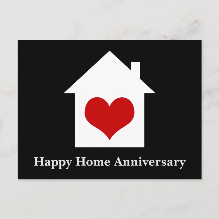 Happy Home Anniversary Chic Real Estate House BW Postcard | Zazzle