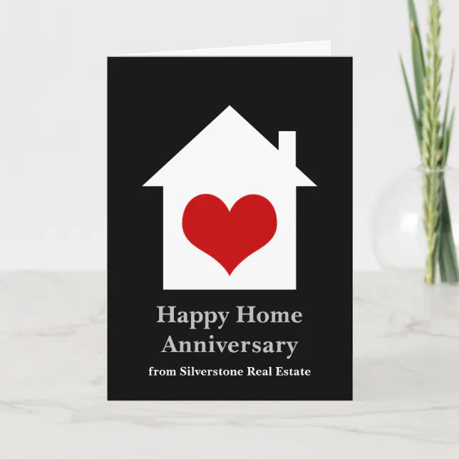 Happy Home Anniversary Real Estate House Heart Card | Zazzle