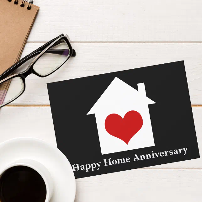 Happy Home Anniversary Real Estate House Heart Card | Zazzle