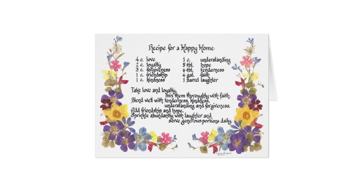 Happy Home Recipe | Zazzle