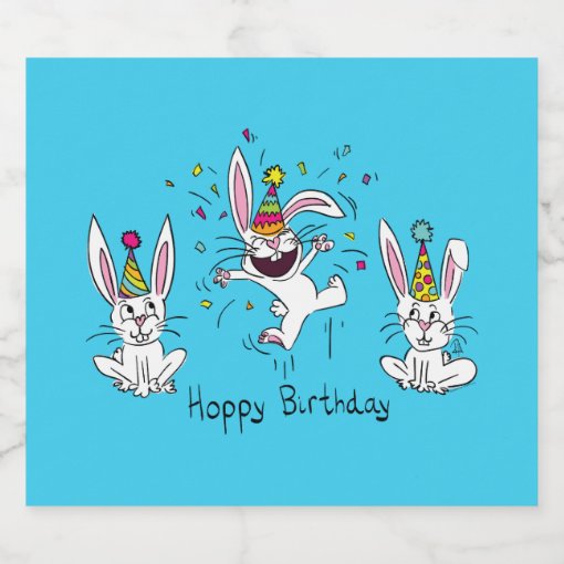 Happy Hoppy Birthday Bunny Rabbits Beer Labels | Zazzle