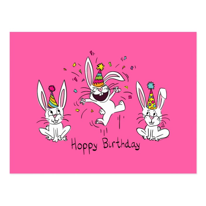 Happy Hoppy Birthday Bunny Rabbits Postcard | Zazzle.com