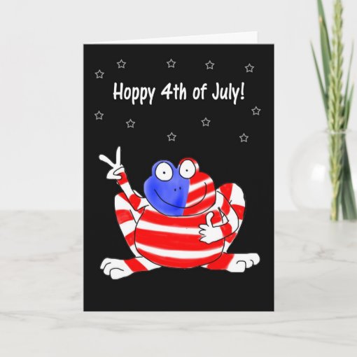 Happy Hoppy Frog Peace 4th of July Independence Card | Zazzle