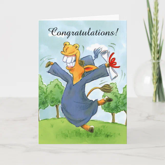 Happy horse cap graduation customizable card | Zazzle