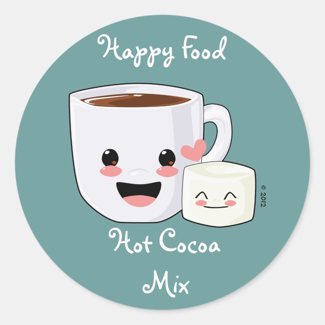 Happy Hot Chocolate and Marshmallows Label | Zazzle