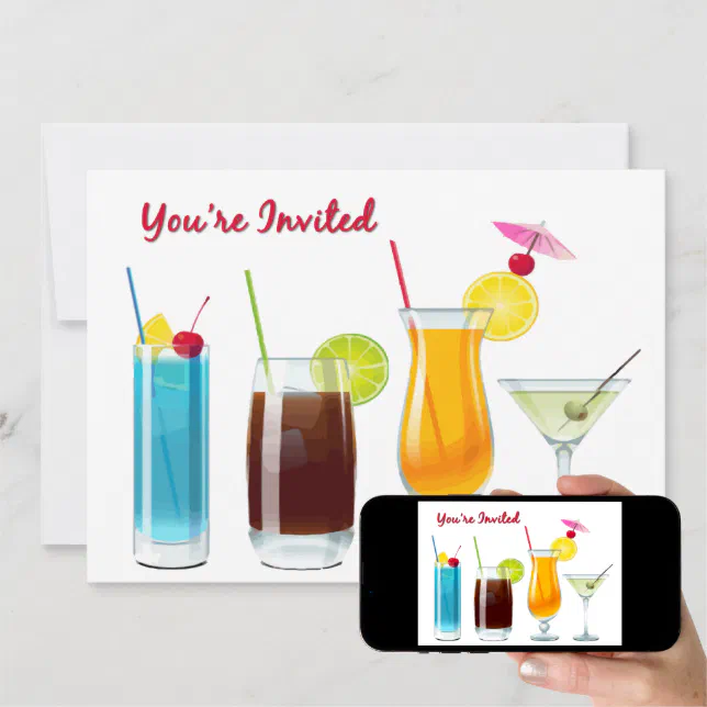 Happy Hour Cocktails You're Invited Invitation | Zazzle