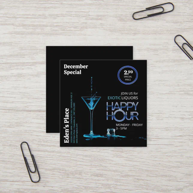 happy hour flyer business card | Zazzle