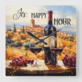 Happy Hour Italian Landscape Wine Art Clock | Zazzle