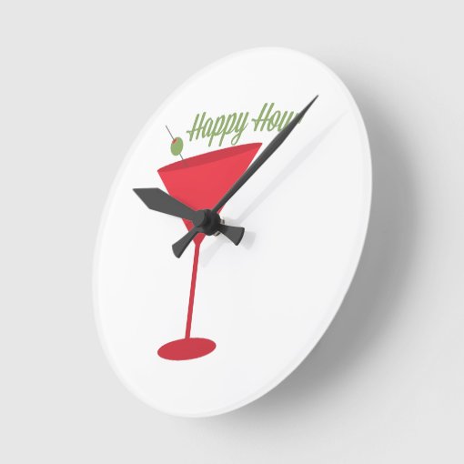 Happy Hour Round Clock | Zazzle