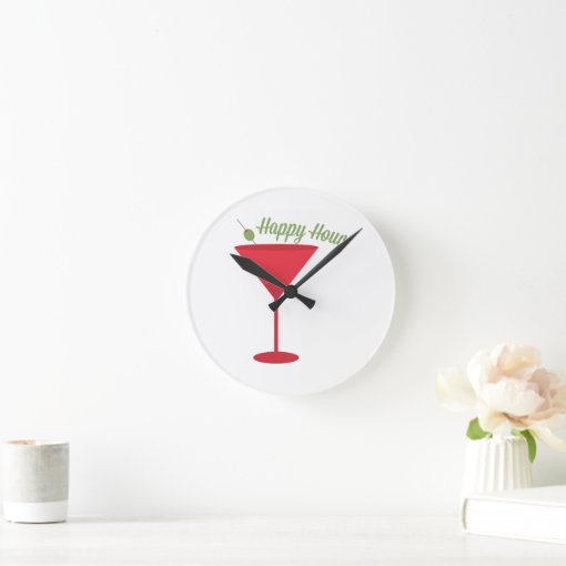 Happy Hour Round Clock | Zazzle