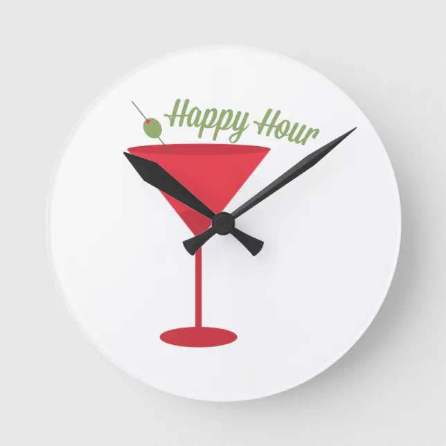 Happy Hour Round Clock | Zazzle