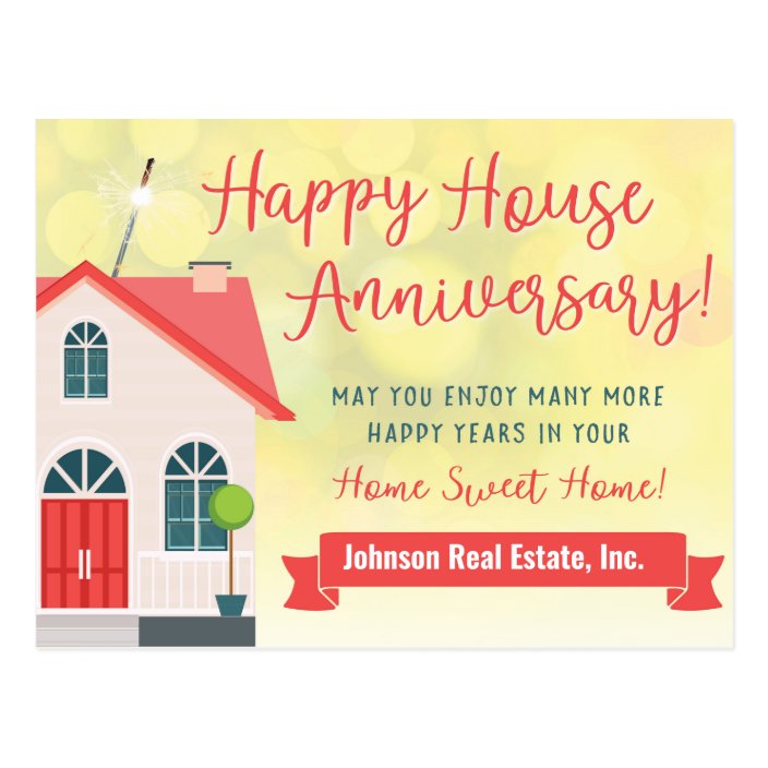 Happy House Anniversary From Realtor Postcard | Zazzle.com