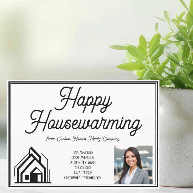 Happy Housewarming Real Estate Company Custom Logo Card | Zazzle