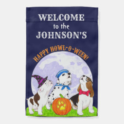 Happy Howl-O-Ween Costume Dogs Welcome Garden Flag | Zazzle