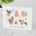 Happy Howl-o-ween Painted Dogs Halloween Wooden Box Sign | Zazzle