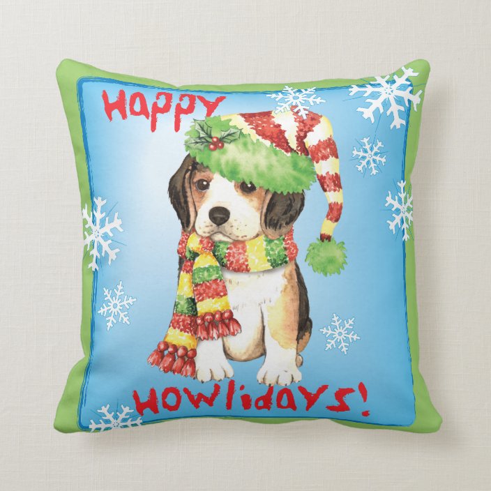 Happy Howliday Beagle Throw Pillow | Zazzle.com