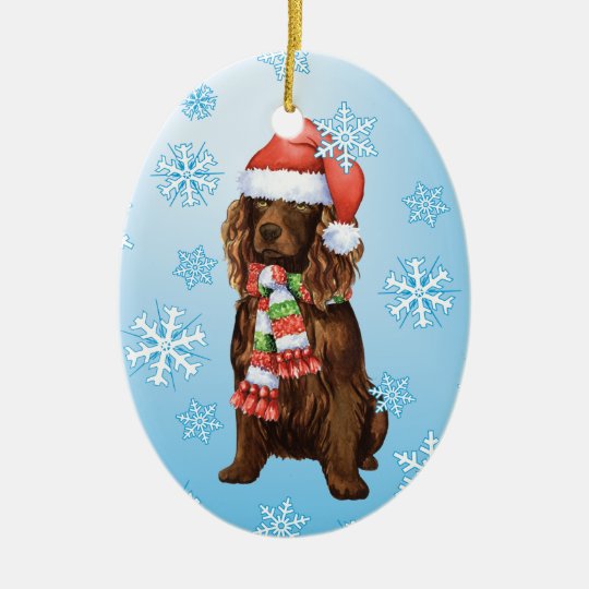 Happy Howliday Boykin Spaniel Ceramic Ornament | Zazzle.com