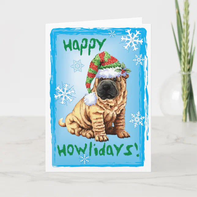 Happy Howliday Shar-Pei Holiday Card | Zazzle
