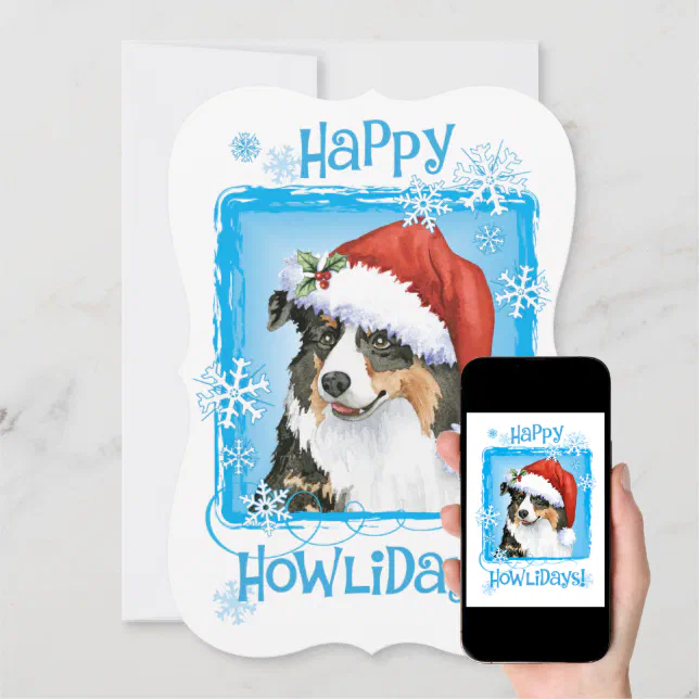 Happy Howlidays Australian Shepherd Holiday Card | Zazzle