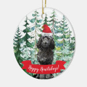 Happy Howlidays Black Cockapoo Dog Christmas Ceramic Ornament | Zazzle