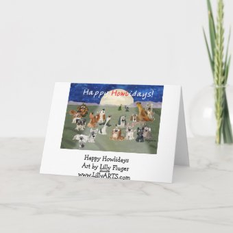 Happy Howlidays Cartoon Dogs Christmas Card | Zazzle