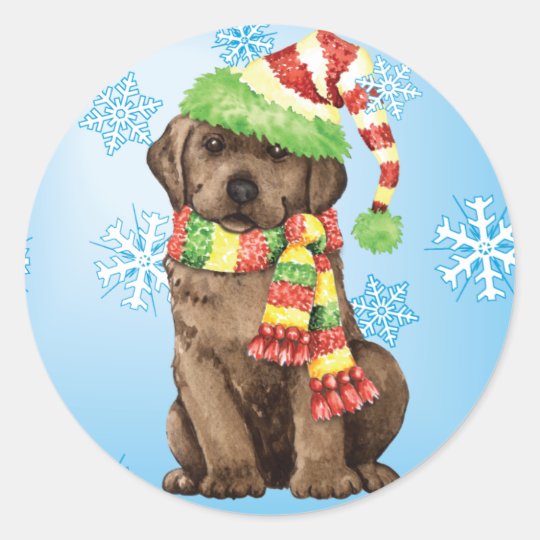 Happy Howlidays Chocolate Lab Classic Round Sticker | Zazzle.com