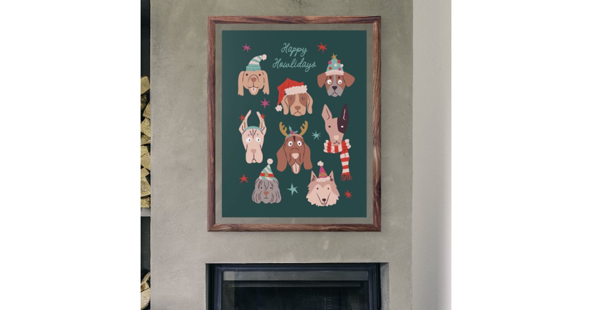 Happy Howlidays Christmas Dog Holiday Poster | Zazzle